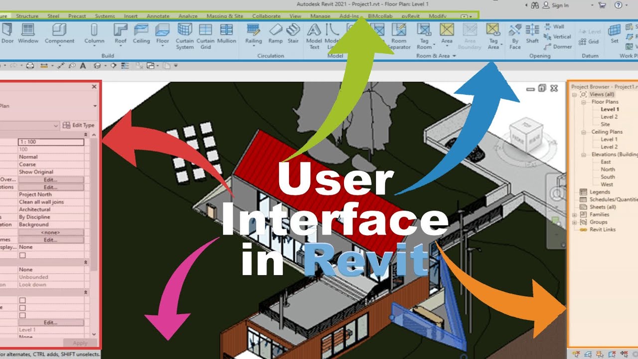 Explain User interface /Autodesk Revit Full Beginner Tutorial / epsoides # 2
