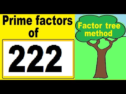 Prime factors of 222. Prime factors decomposition of 222. Factor tree method.