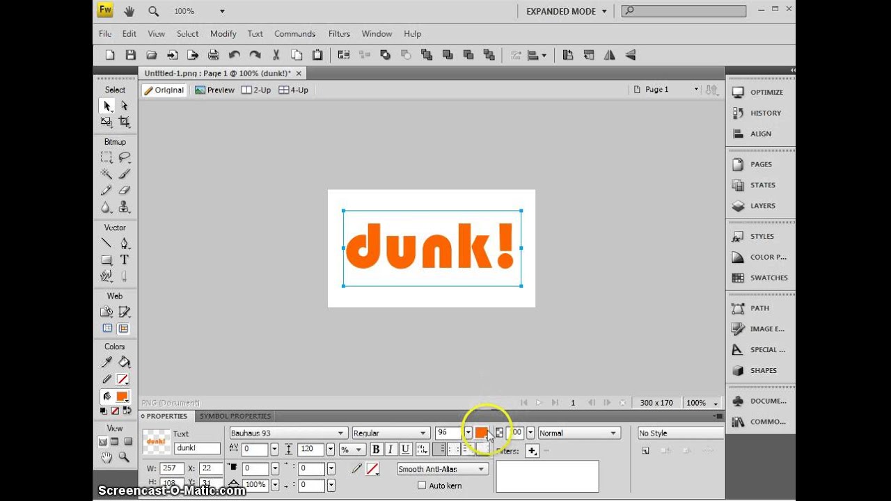 Fireworks: Text Tool Basics