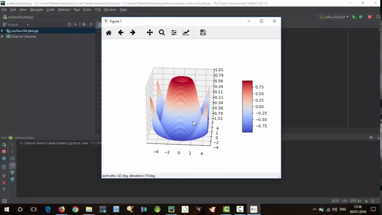 Surface 3D plot using python
