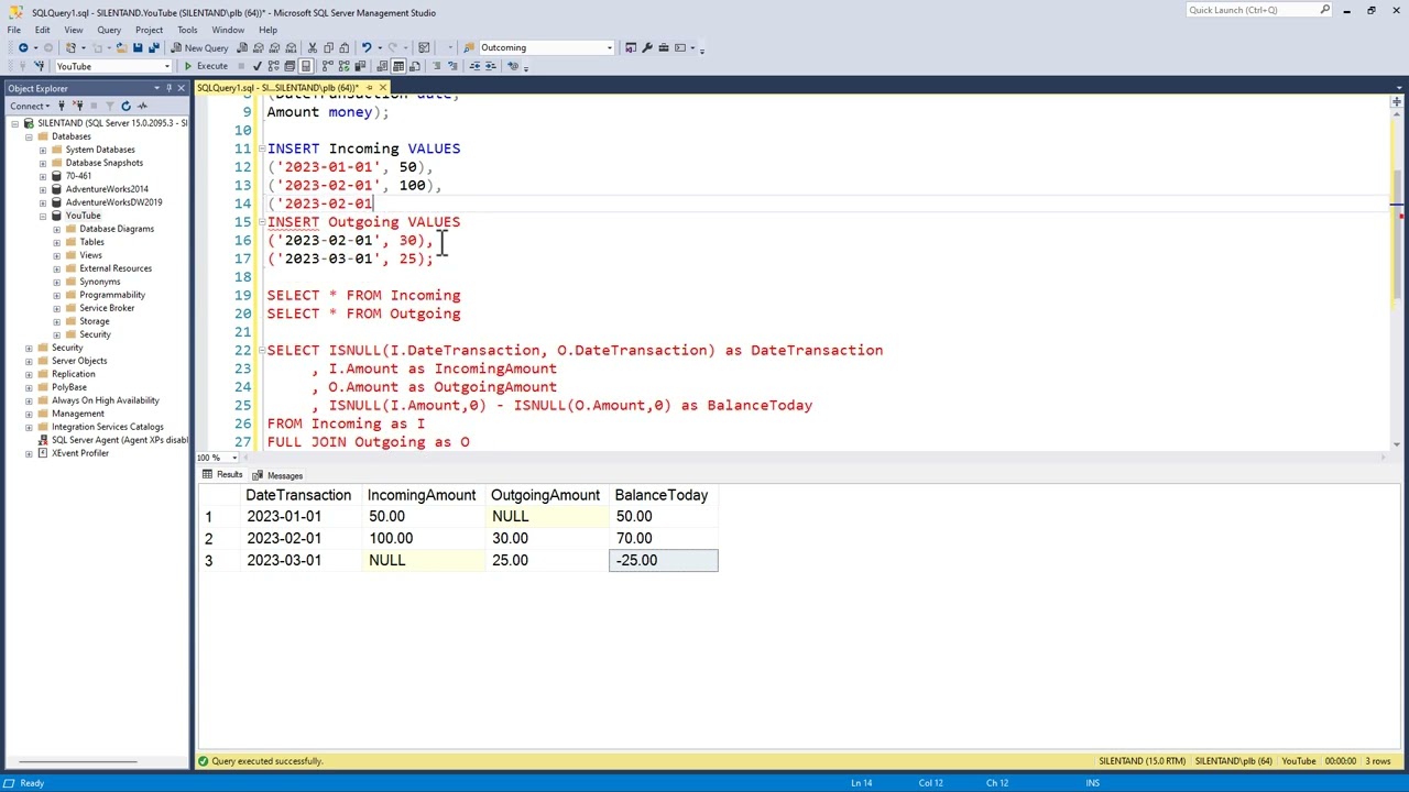 Combing two SQL Server tables together using a JOIN, and creating a Running Total