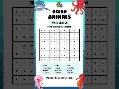 ๐ง Word Search Challenge: Can You Find All the Hidden Words? ๐ | Ocean Animals #funquiz #brainteasers