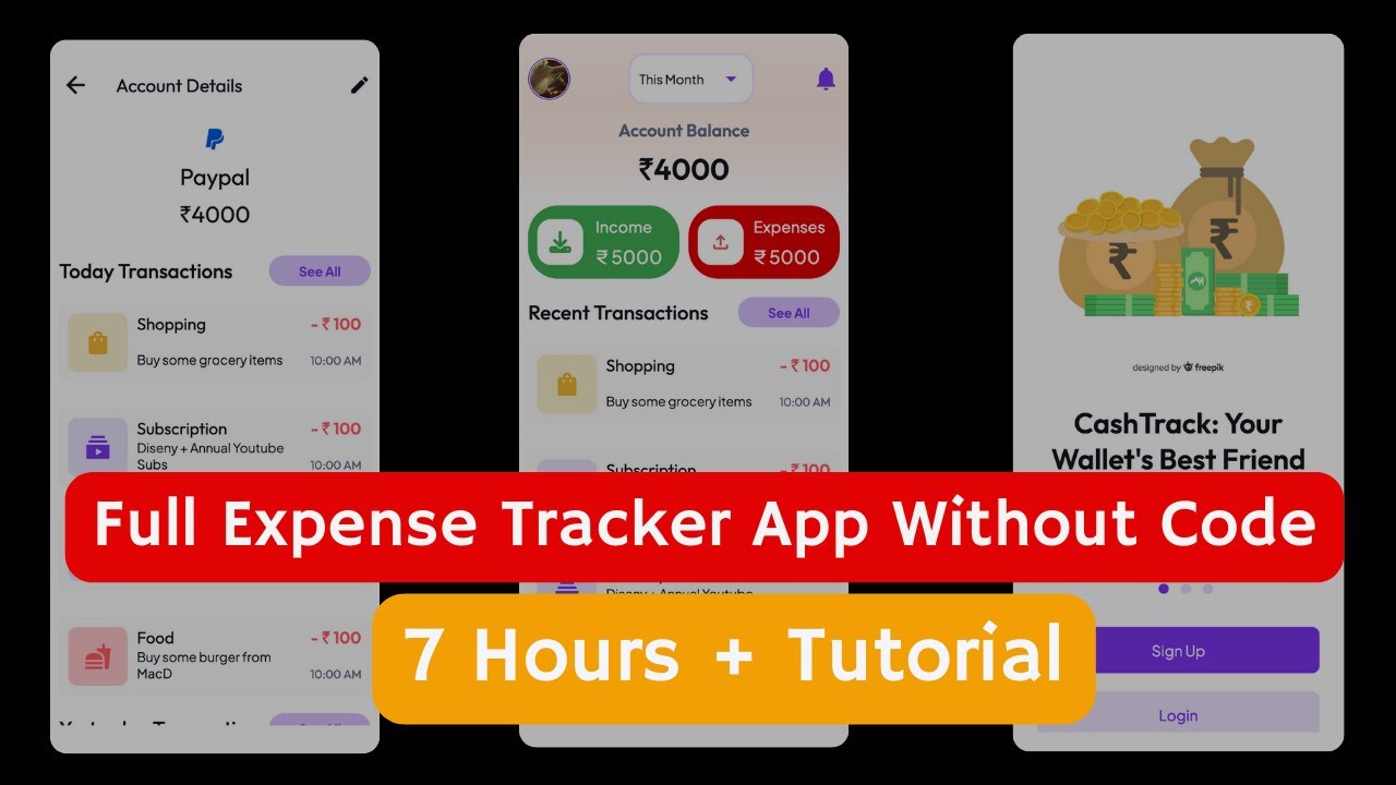 Flutterflow Tutorial For Expense Tracker App In Flutter Without Code | Full Ui Design + Back-end