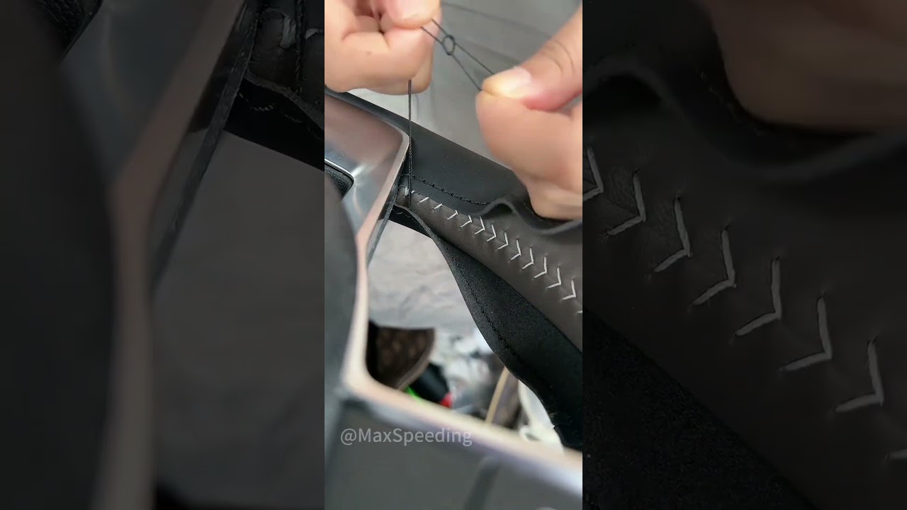 How to start stitching a steering wheel cover 🪡🌟 #sewing #tutorial #car #automobile #interior