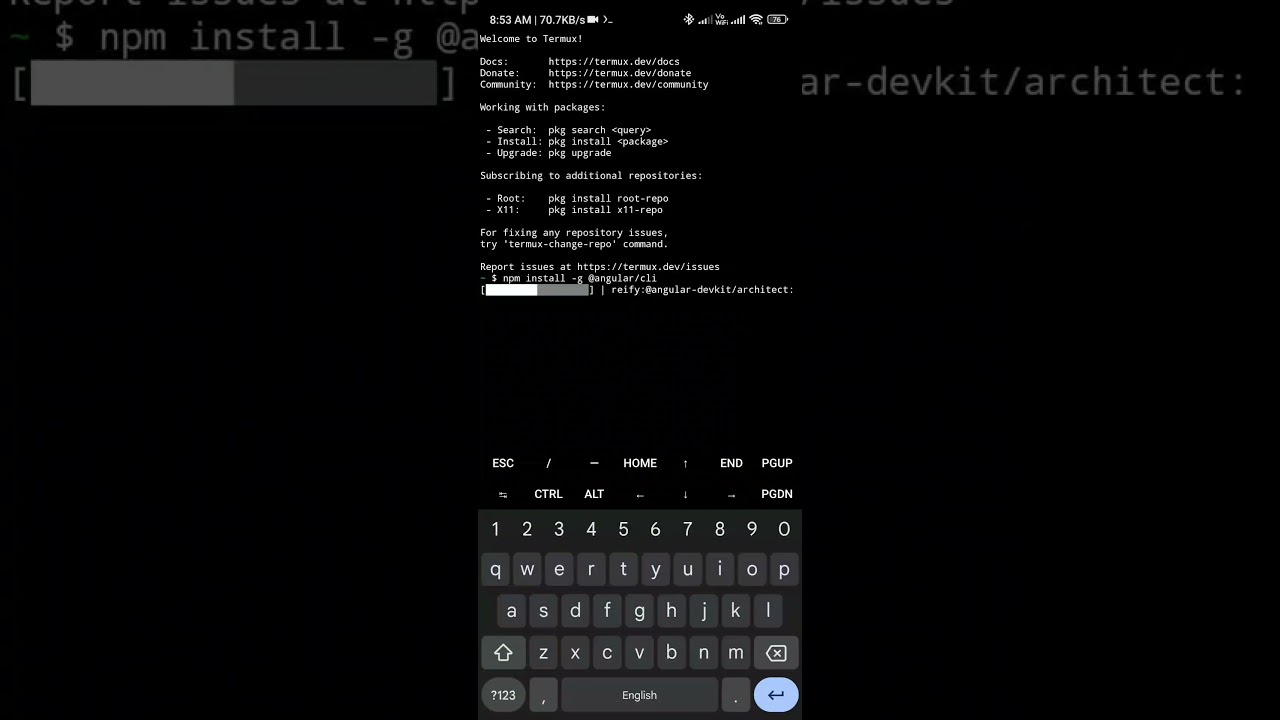 Angular CLI in Termux