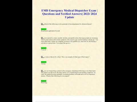 EMD EMERGENCY MEDICAL DISPATCHER EXAM QUESTIONS AND VERIFIED ANSWERS 2023 2024 UPDATE