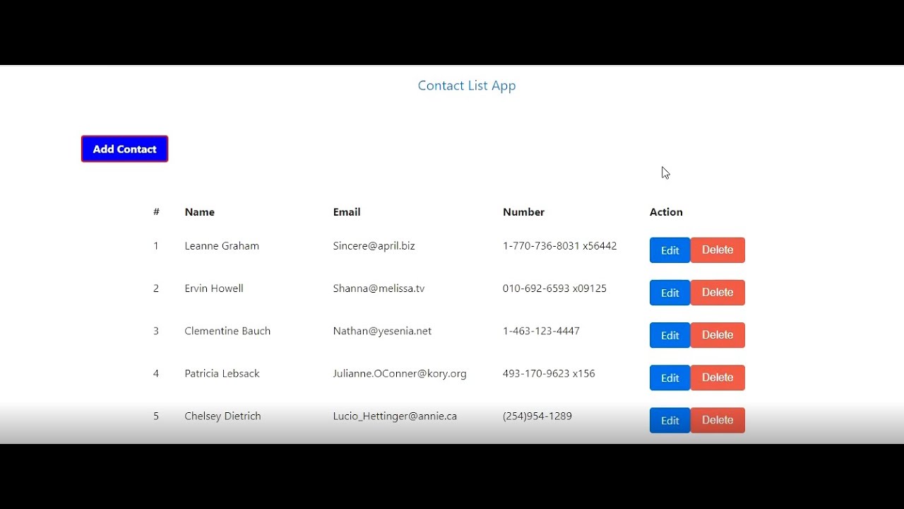 Contact List App using React