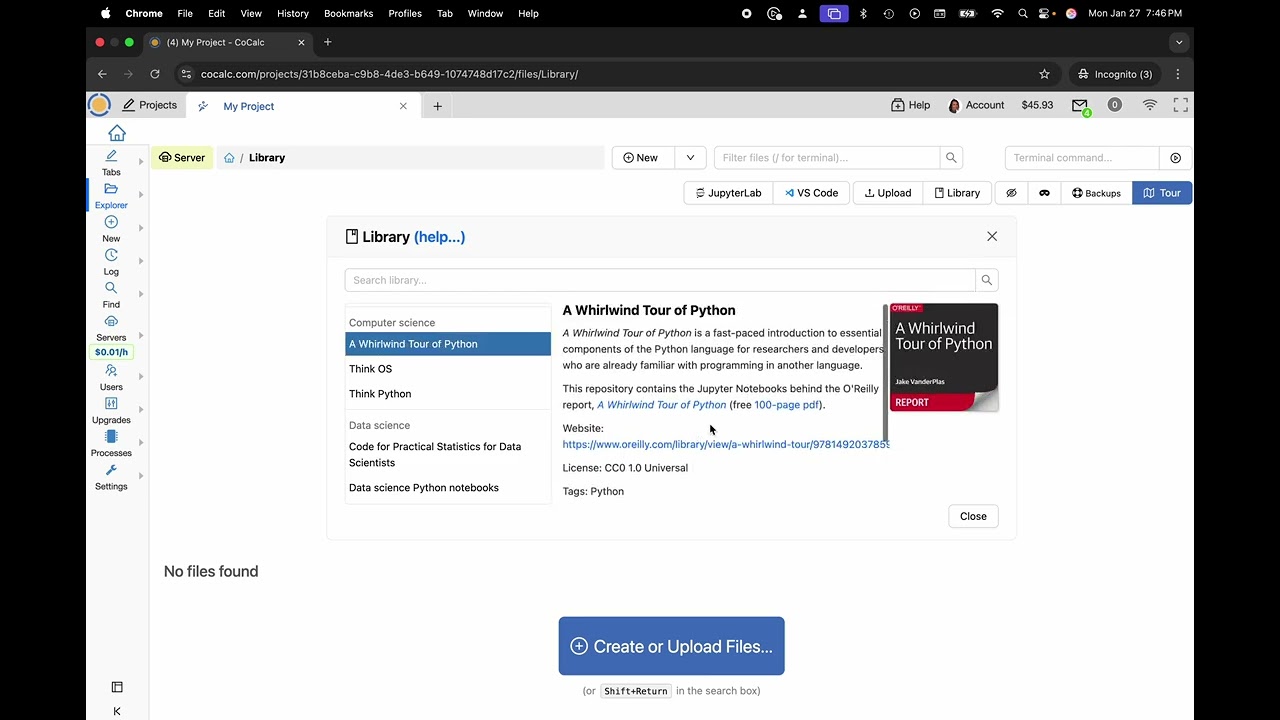 How to Access a Whirlwind Tour of Python in CoCalc