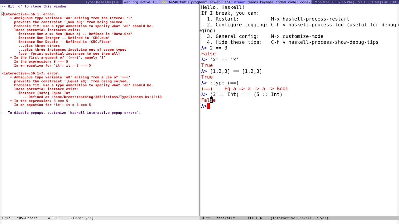 Haskell type classes