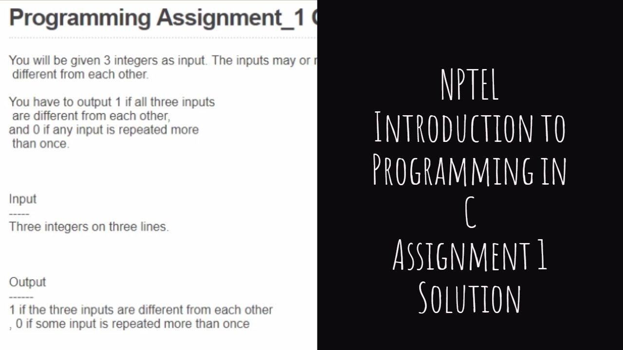 Programming in C Assignment 1 Solution | NPTEL