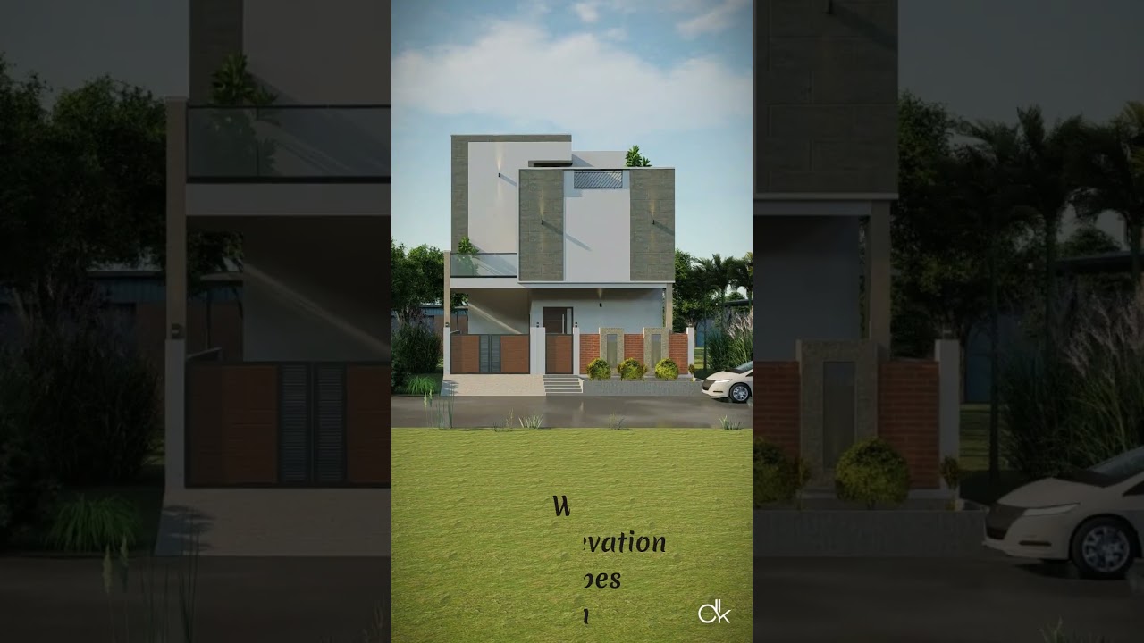 Residence design at Coimbatore - elevation walk through - front elevation design ground + 2 stuctur