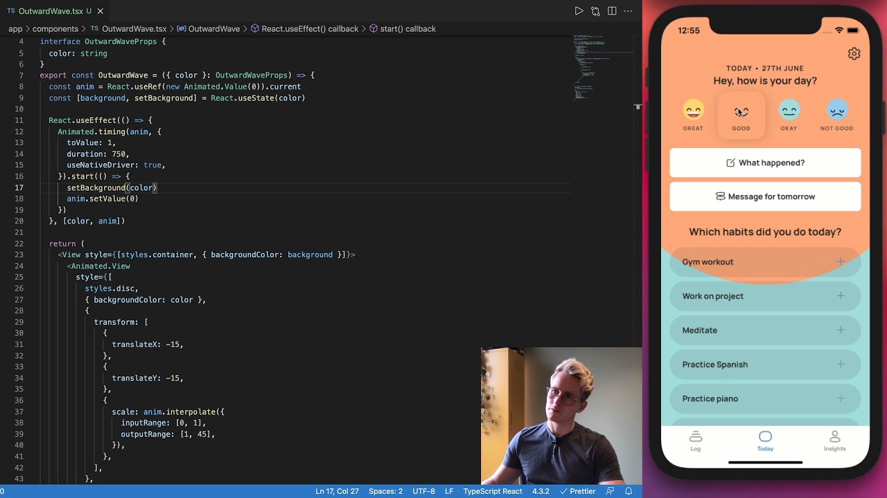 React Native code along: Outward wave animation