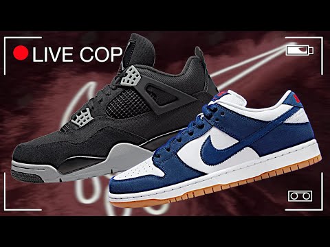 LIVE COP JORDAN 4 BLACK CANVAS & NIKE SB DUNK LOW LA DODGER