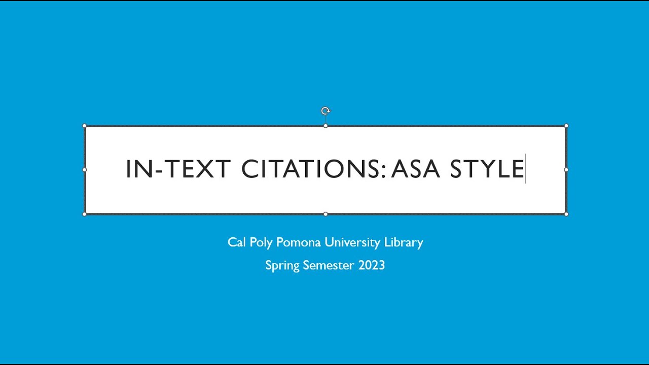 In-text Citations: ASA Style