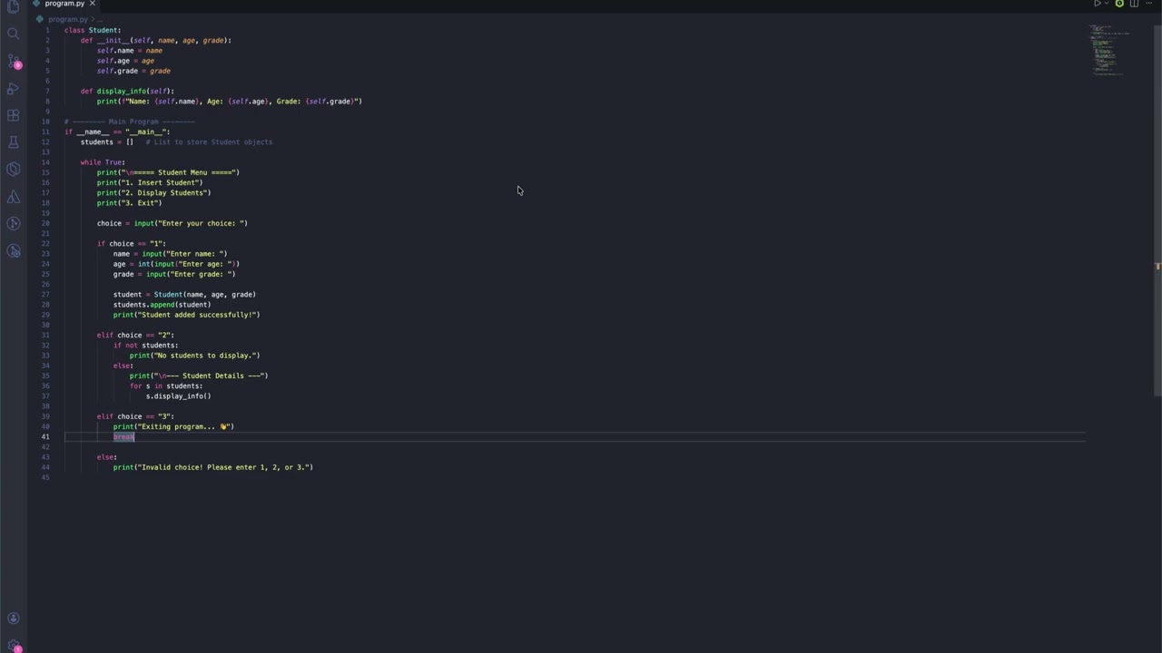 Basic Python Menu driven program