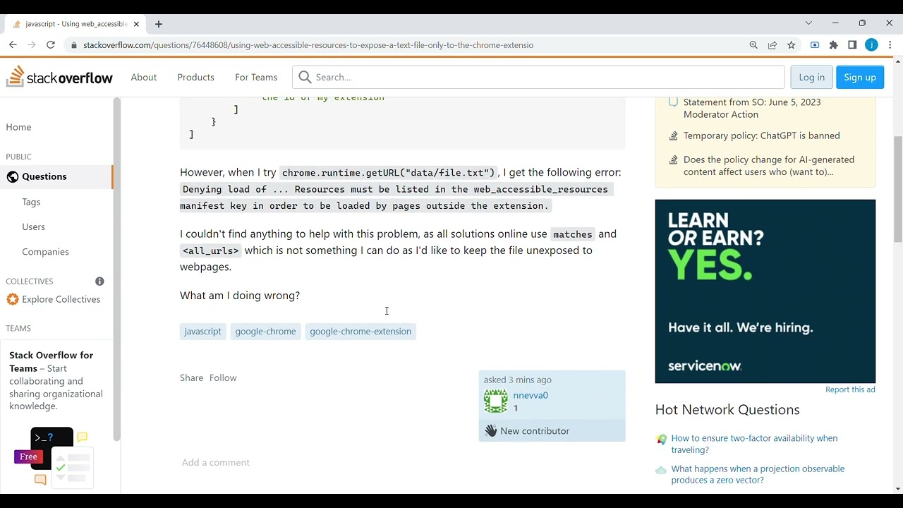 javascript   Using web accessible resources to expose a text file only to the Chrome extension itsel