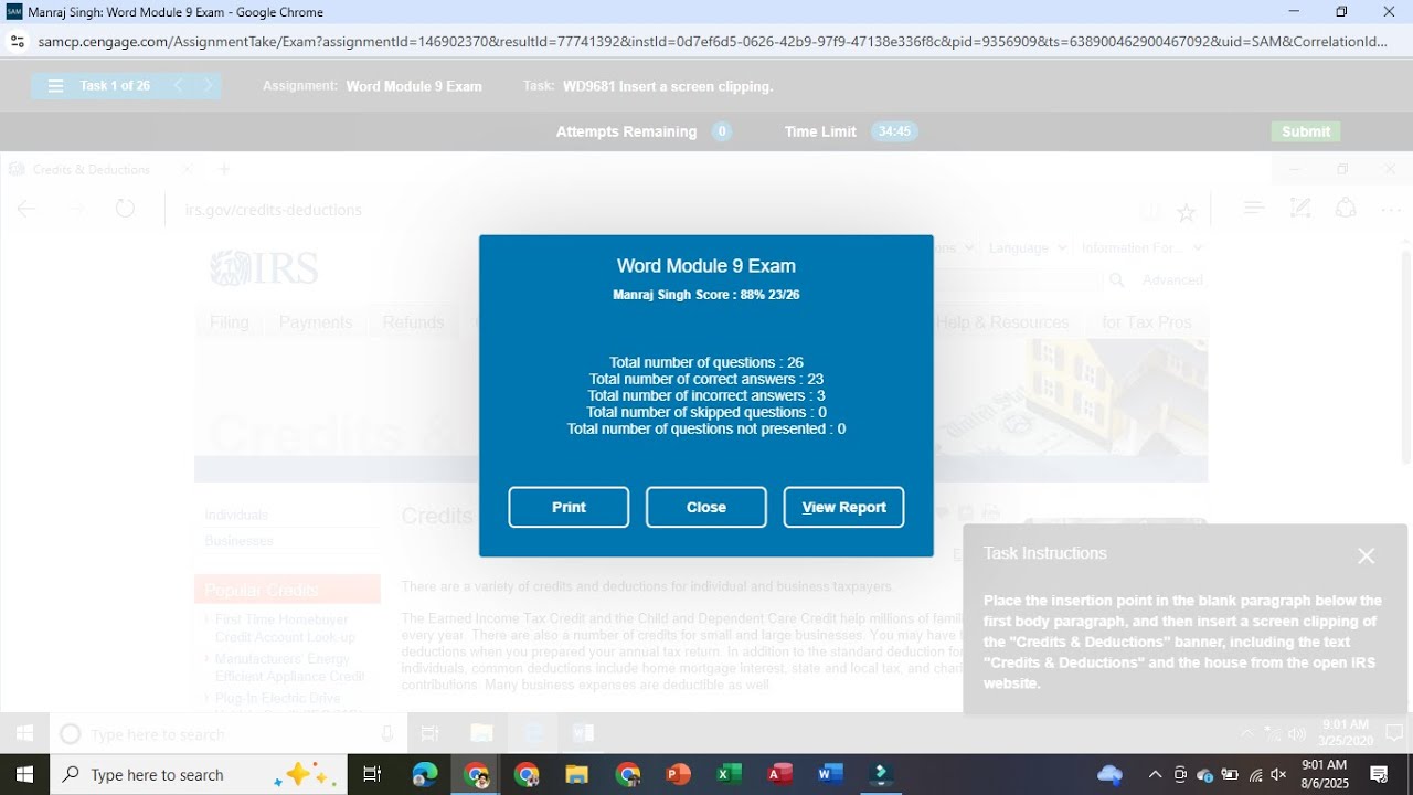 Word Module 9 Exam  | Word Module 8 Exam  | Word Module 7 Exam | CENGAGE | SIMNET SAM EXAM | PREASON