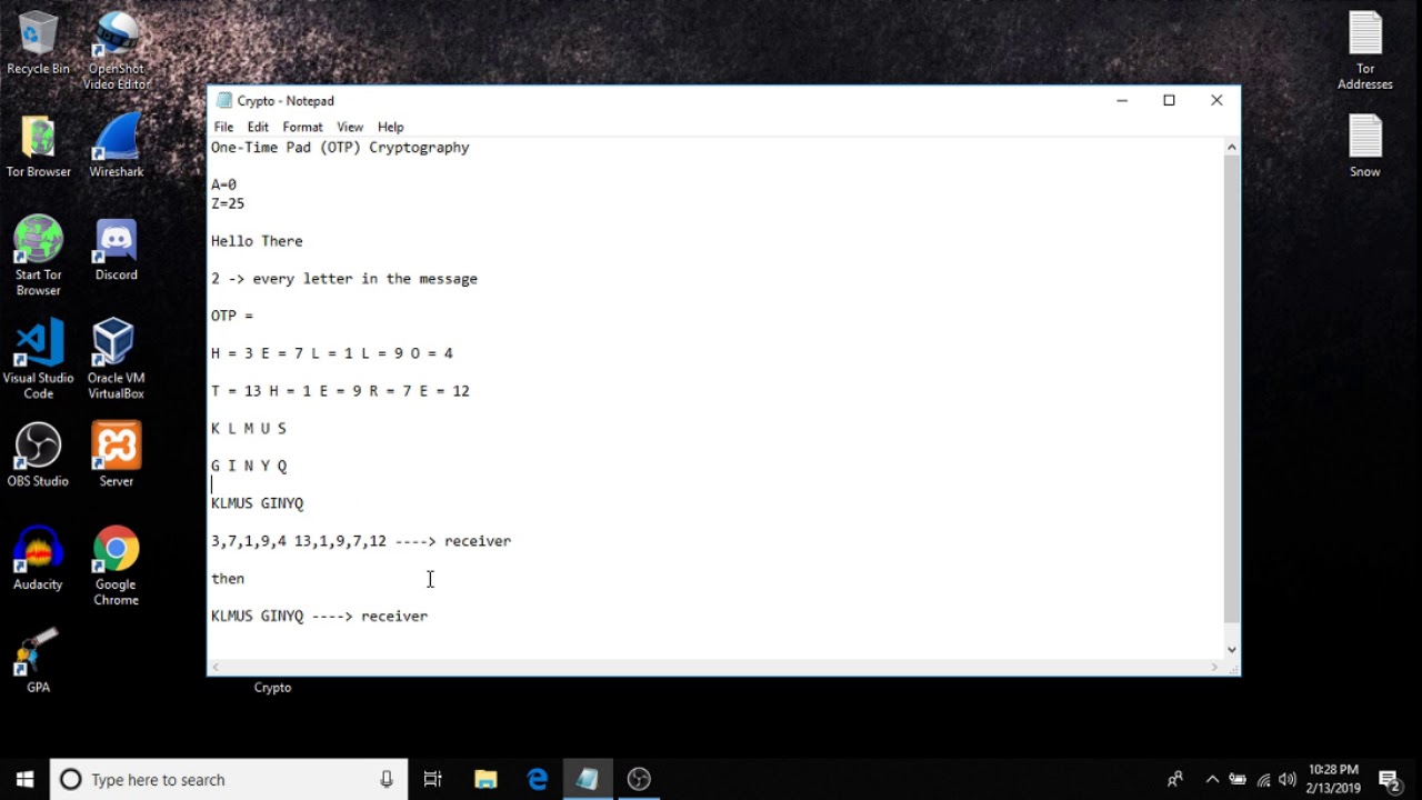 One Time Pad Cryptography Tutorial - (OTP Cryptography)