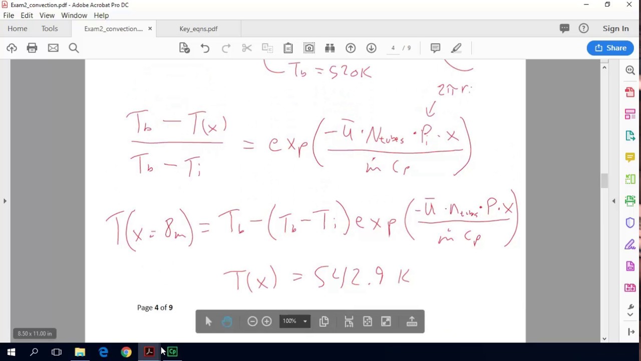 Heat Transfer Crash Course: Example exam problem: Finding fluid outlet temperature