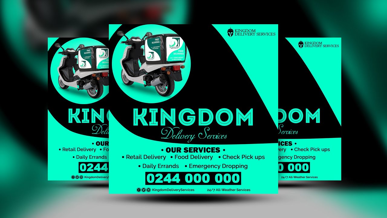 Delivery Service Flyer - Courier Business Flyer | Photoshop Flyer Tutorial For Beginners - CC