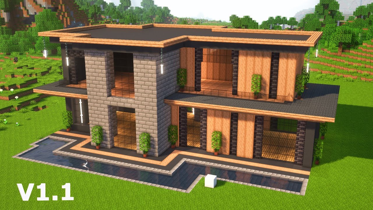v1.1 Beautiful Modern House🏠/ Minecraft Tutorial - Minecraft Builders