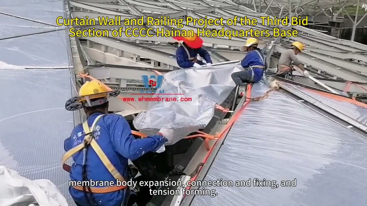ETFE air pillow installation tensile structure project