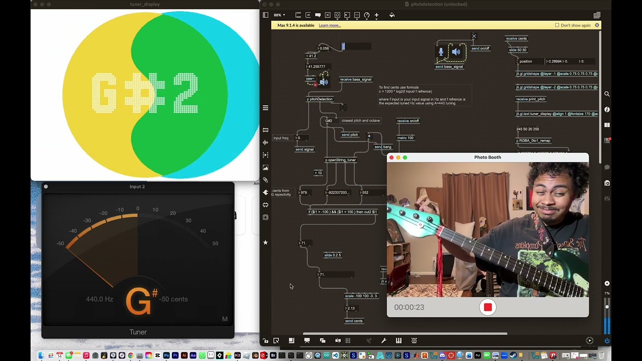 Max/msp tuner and display patch demo