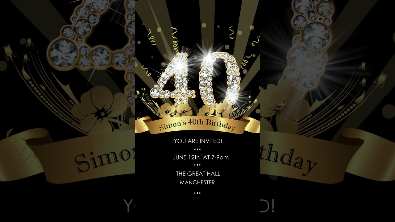40th Birthday Gold Invite