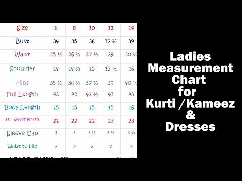 Ladies Standard Measurement Chart