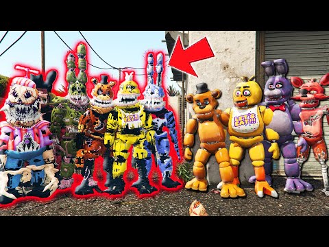 FNAF 1 MOVIE ANIMATRONICS vs CORRUPTED ANIMATRONICS (GTA 5 FNAF Mods)