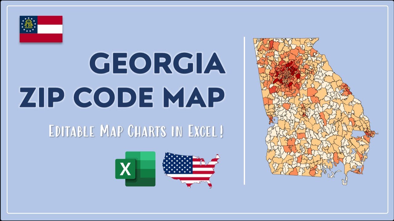 Georgia Zip Code Map in Excel - Zip Codes List and Population Map