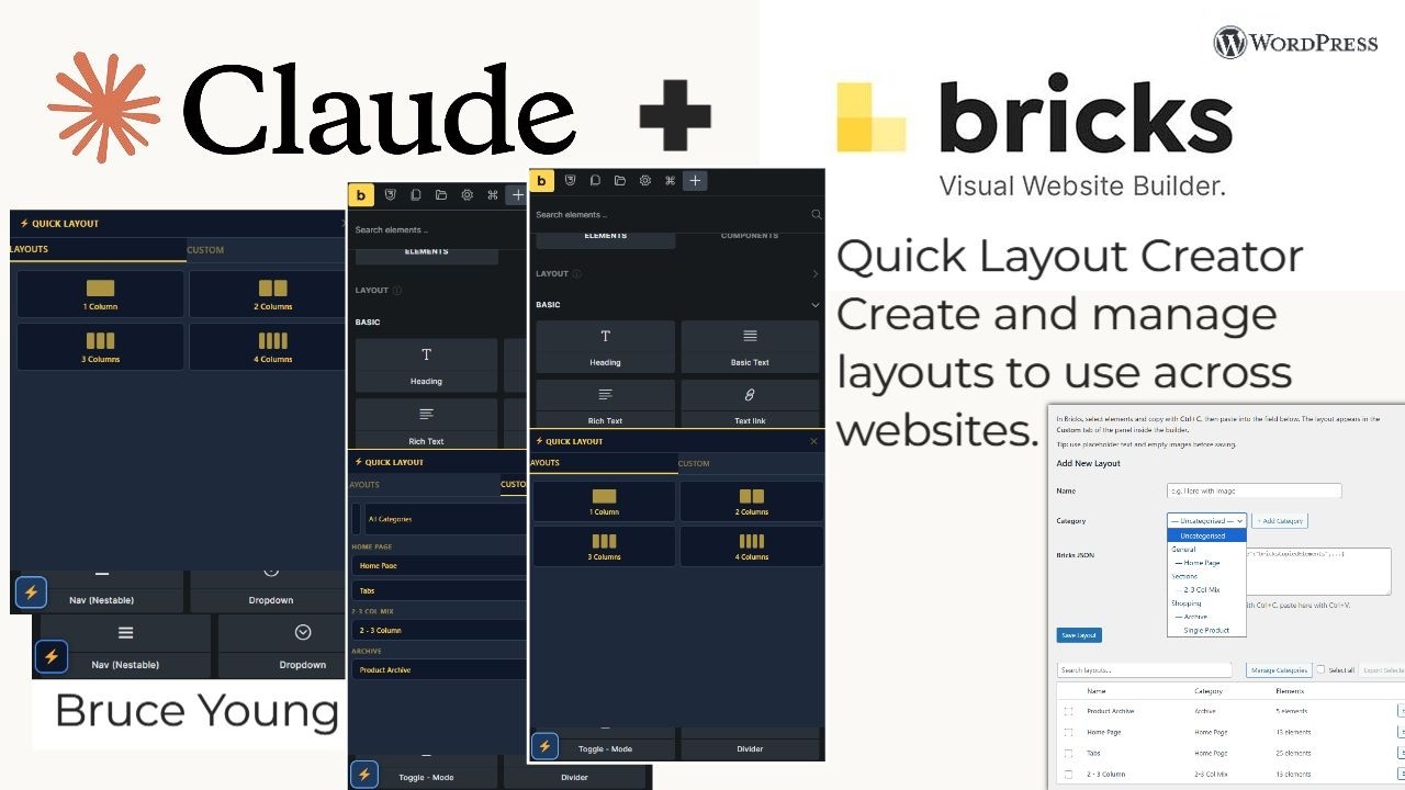 Quick Layout Creator for Bricks Builder - Use standard or create your own re-usable layouts