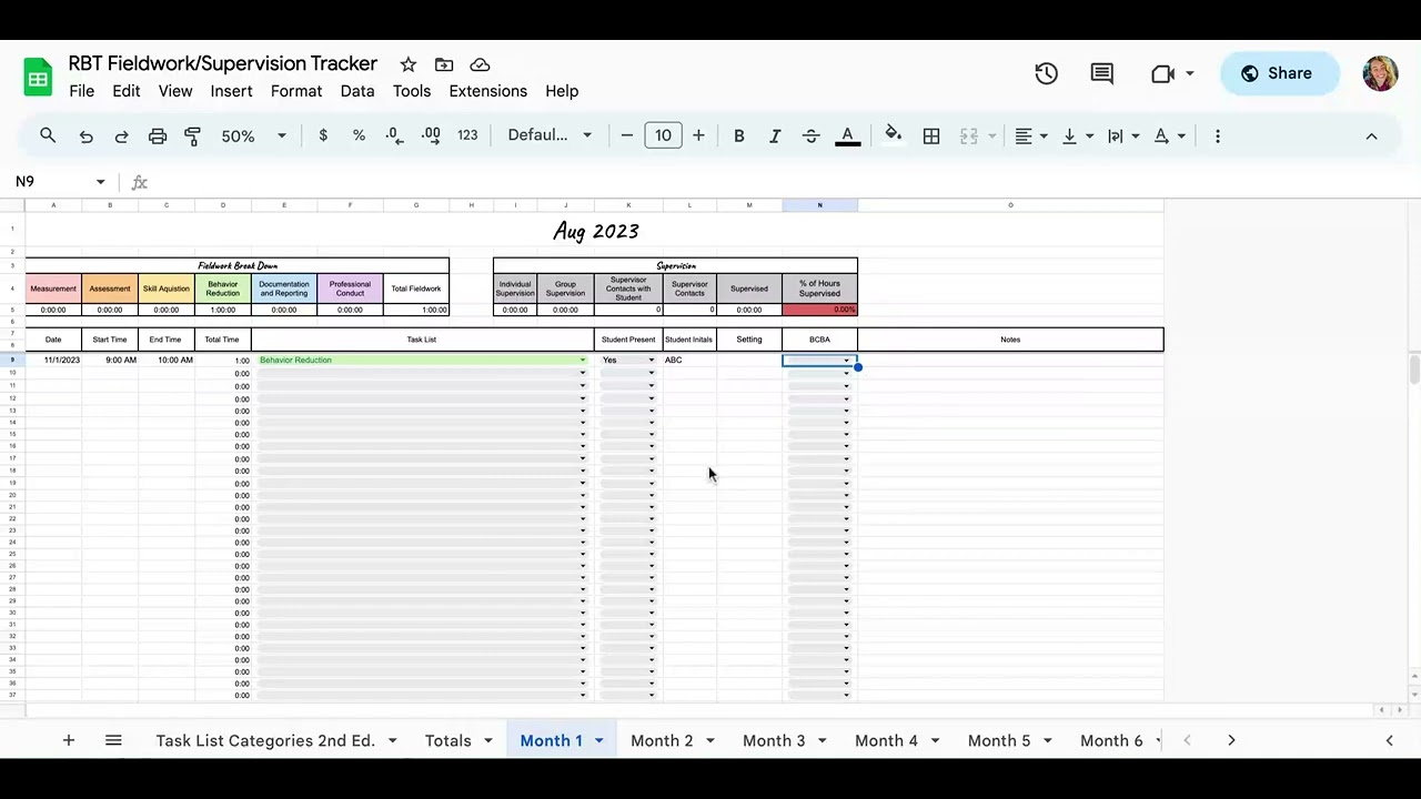 RBT Fieldwork & Supervision Tracker Instructions