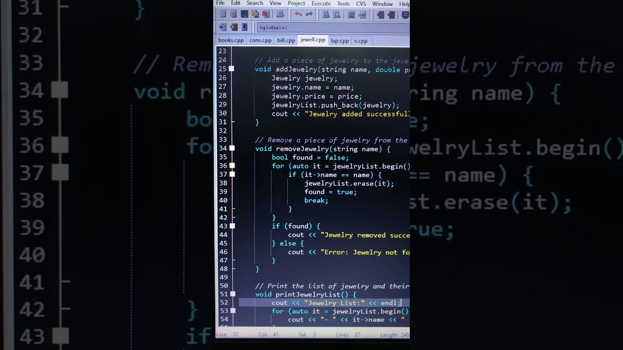 jewellery shop c++#coders #codelife #codemasters #codinglife #codingninja #coding #code #coders