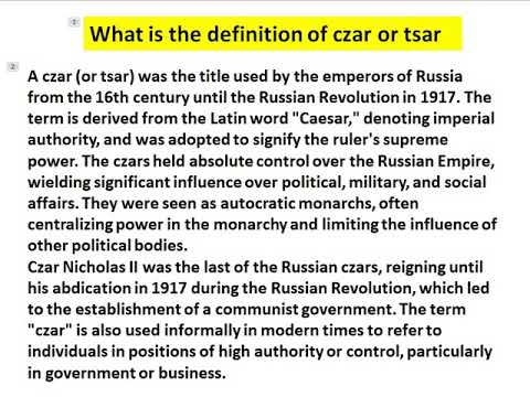 what is the definition of czar or tsar
