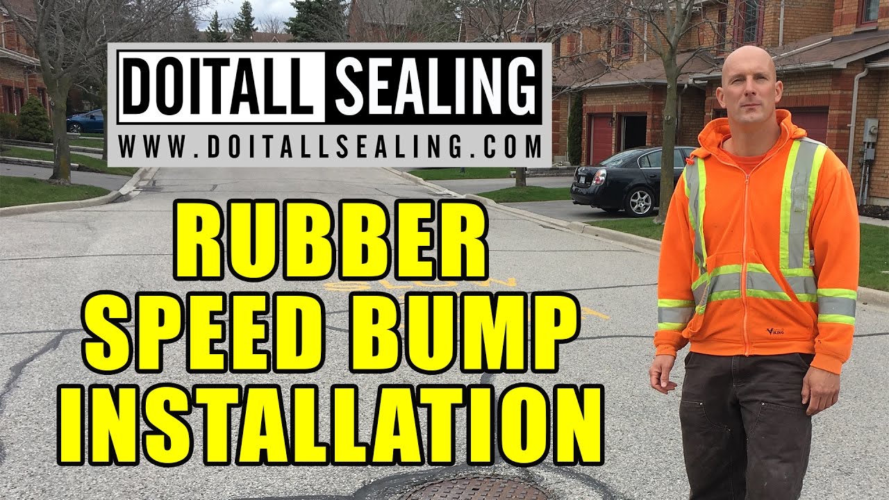 Rubber Speed Bump Installation with Lag Shields and Lag Bolts