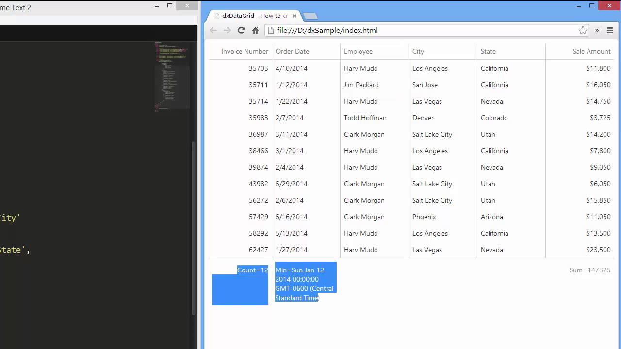 DevExpress DevExtreme HTML5 Data Grid: Summaries