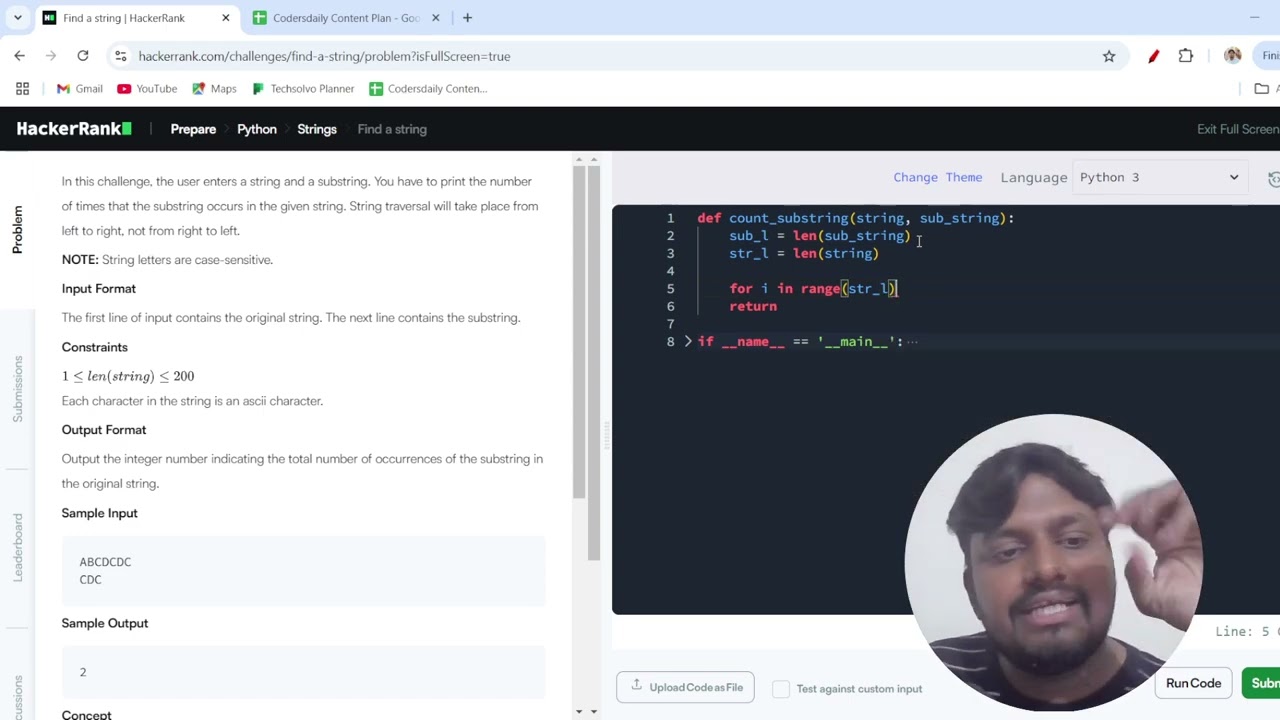 Hackerrank Solution | Find a String | #16