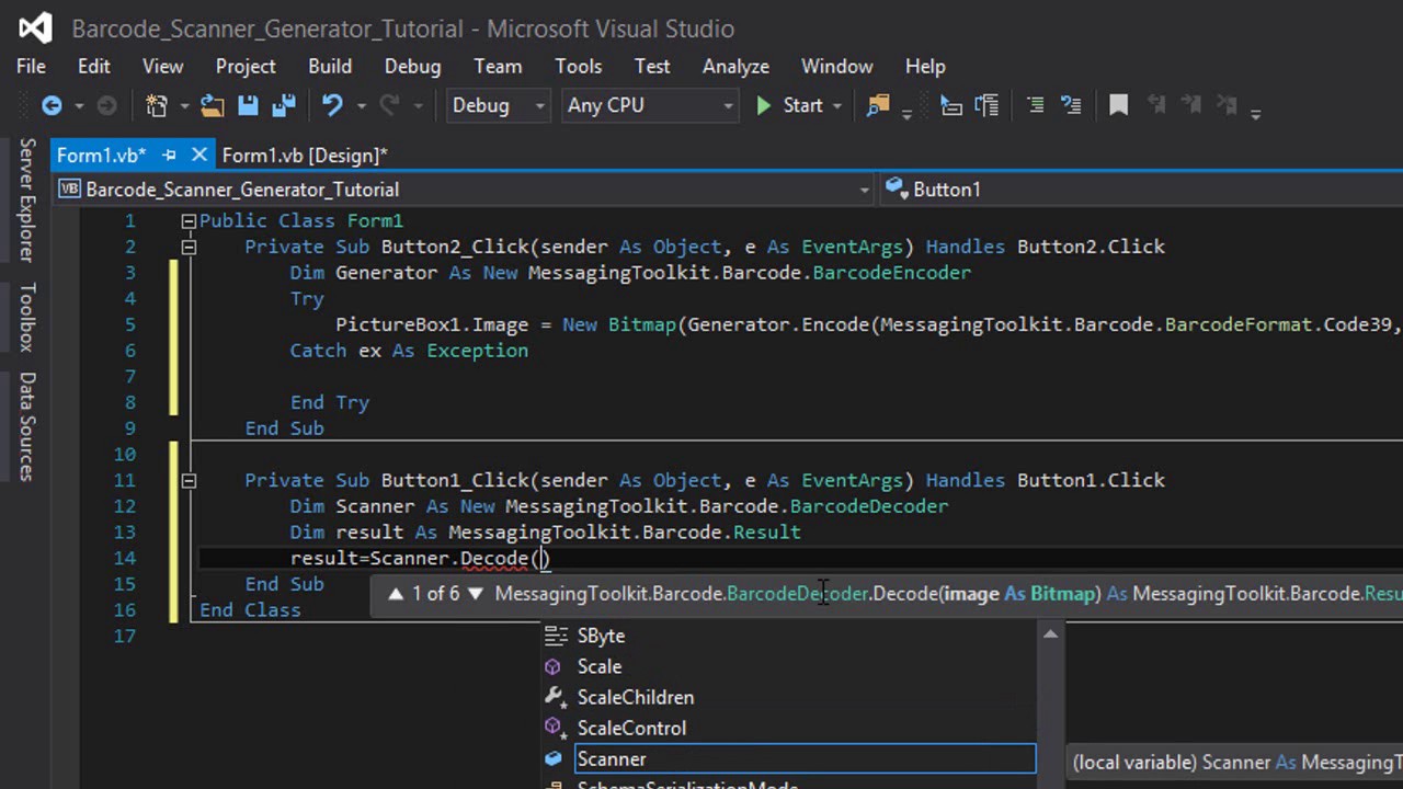 Barcode Generator & Scanner in VB 2015