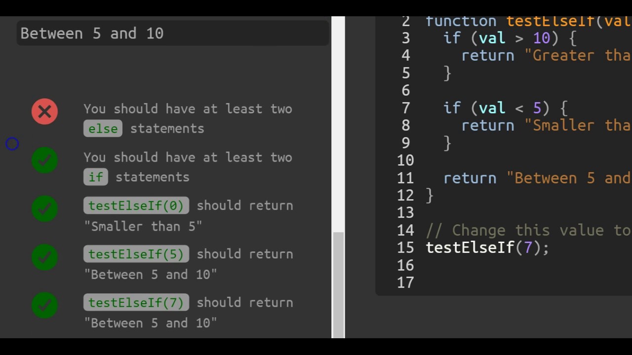 Introducing Else If Statement, freeCodeCamp Basic Javascript