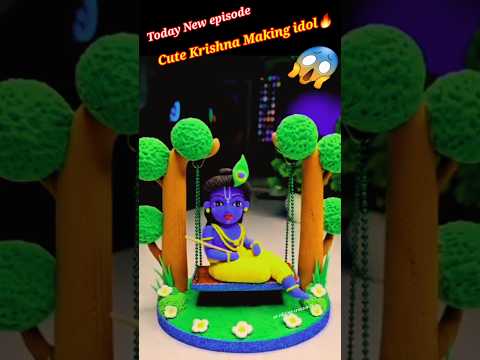 How to make cute krishna clay💥 krishna making idol💥claykrishna #krishnastatus#youtubeshorts #shorts