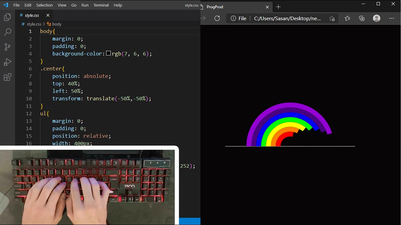 ASMR Programming - Rainbow Loading Page using HTML CSS - No Talking