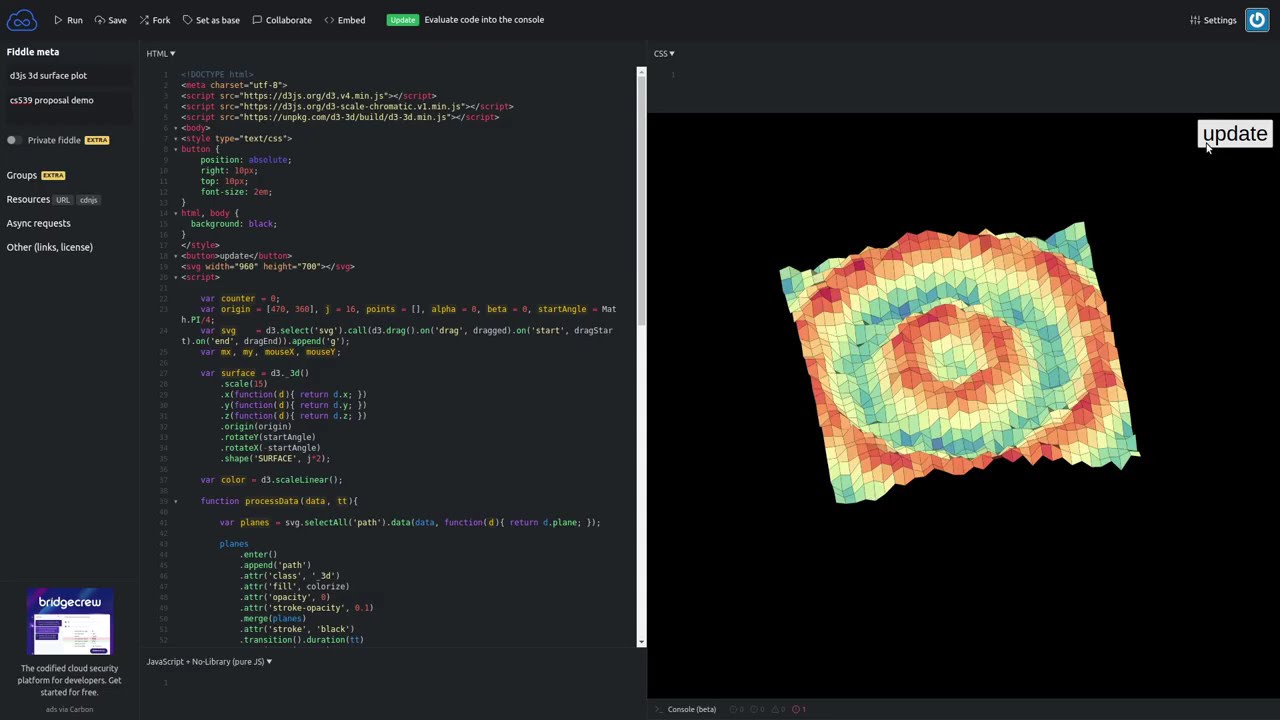 3D Surface Plot in d3.js