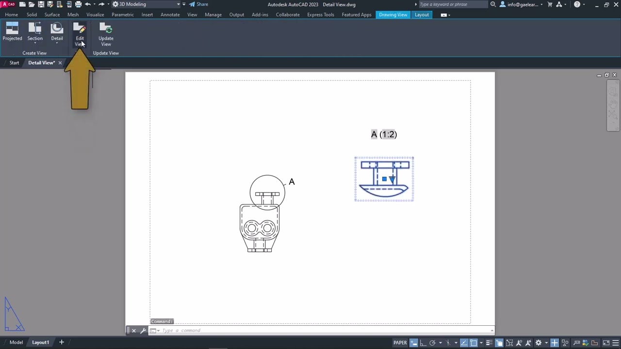 Create detail views (AutoCAD 3D Tutorials)