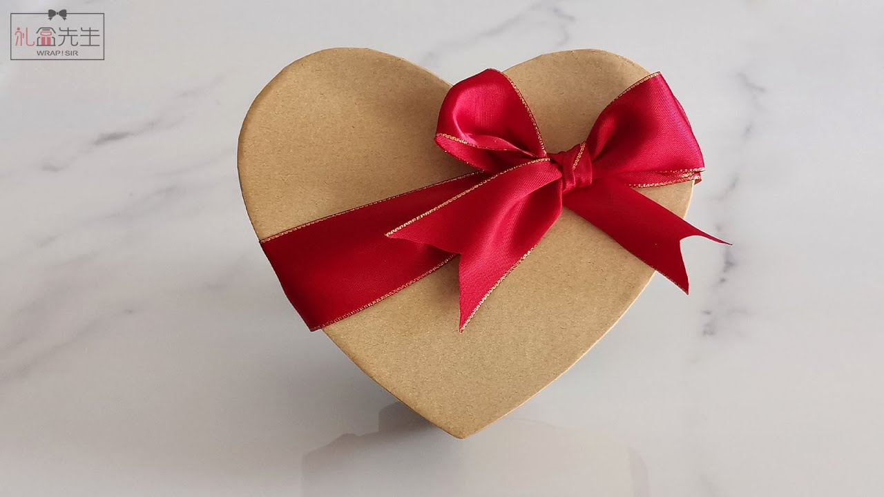 How to tie a diagonal ribbon bow on heart gift box | 心形禮物盒蝴蝶結