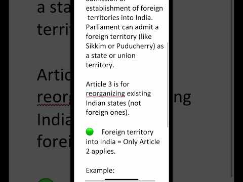 Article 2 and article 3 of indian 🇮🇳 constitution for #upsc #polity