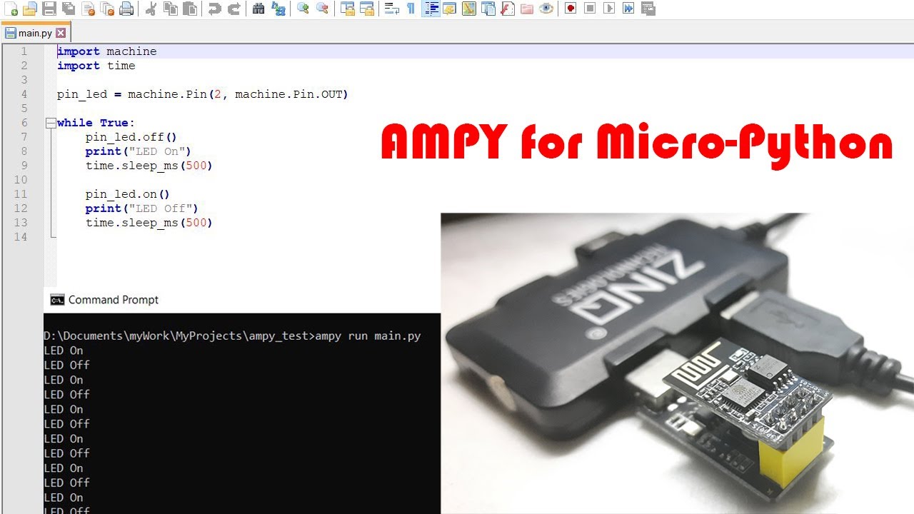 Programming ESP8266 with Python | Ampy tutorial | Copying script to ESP8266 module | MicroPython