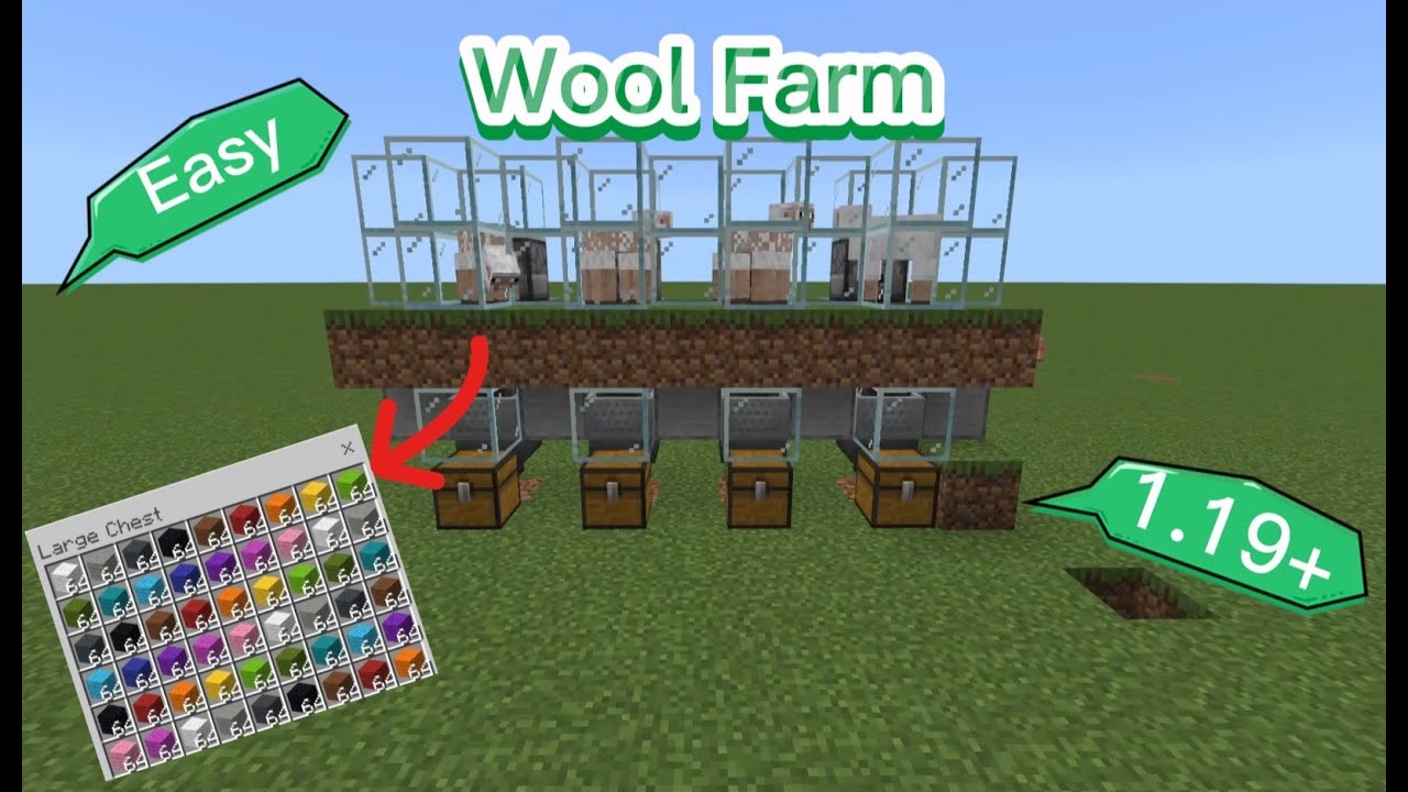 Minecraft Bedrock : Easy Wool Farm Tutorial (Xbox/PS4/Switch/PC/MCPE)