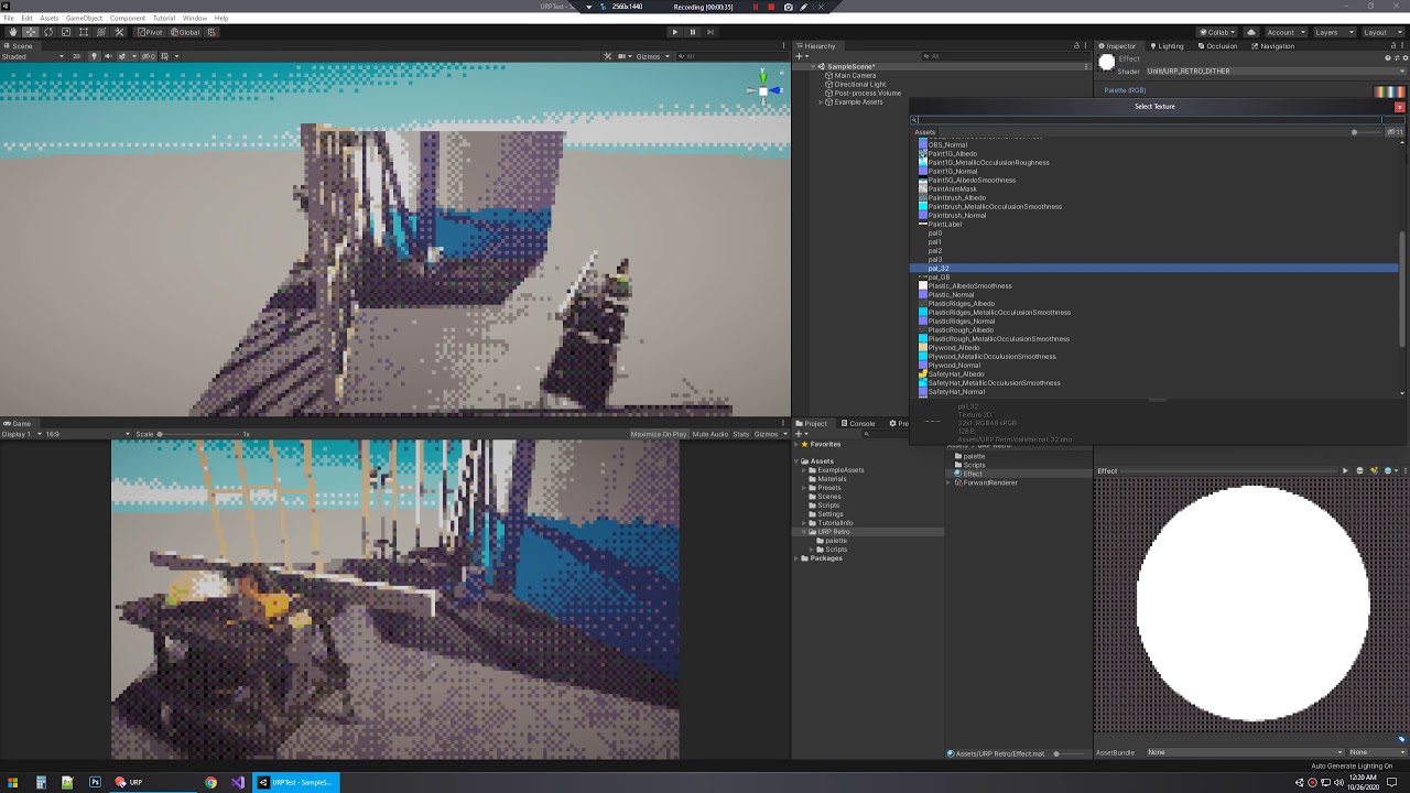 Test Retro Unity URP post processing