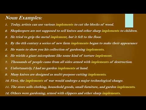 Implement Meaning and Example Sentences